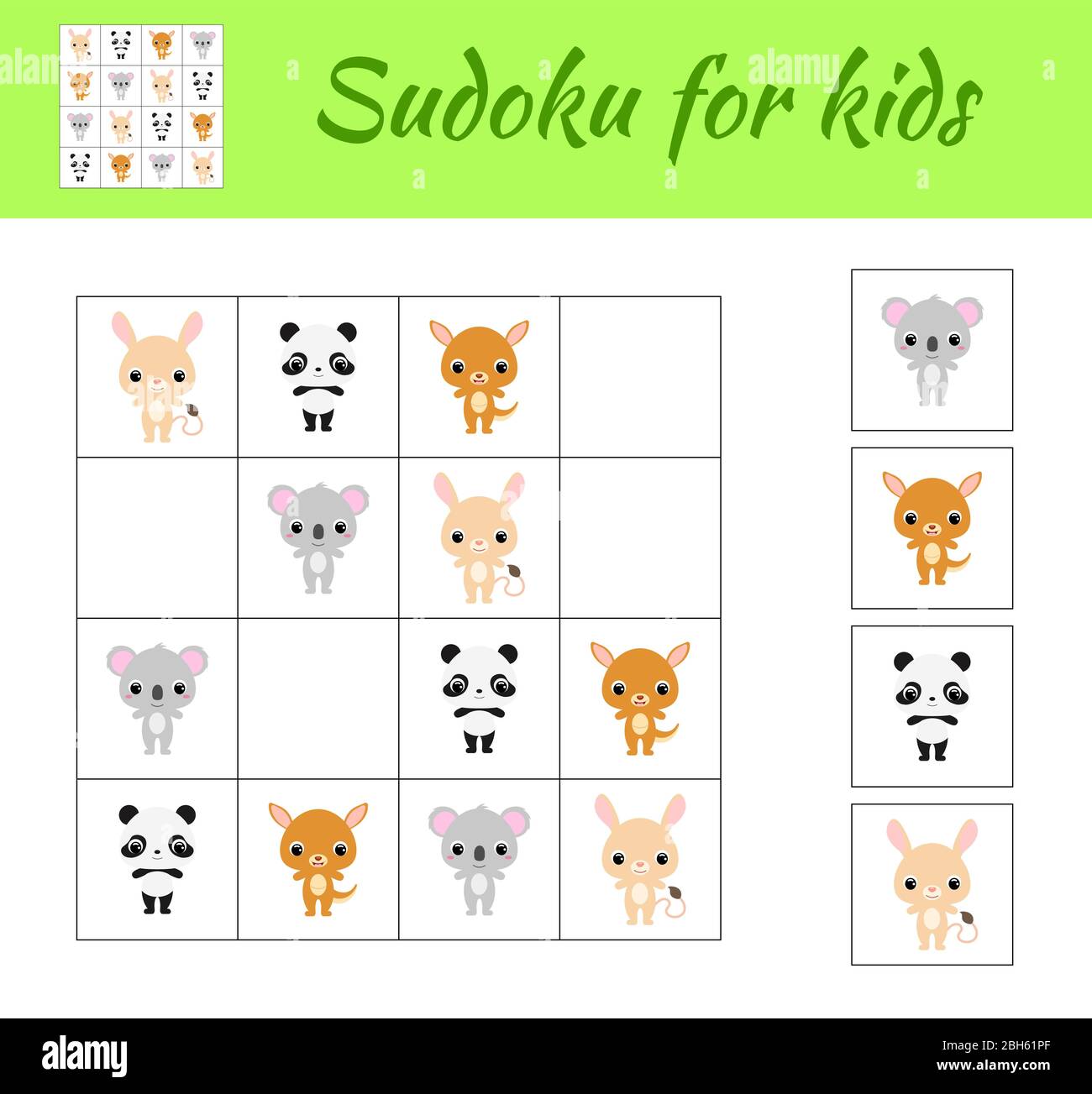 Sudoku game for children with pictures. Kids activity sheet ...