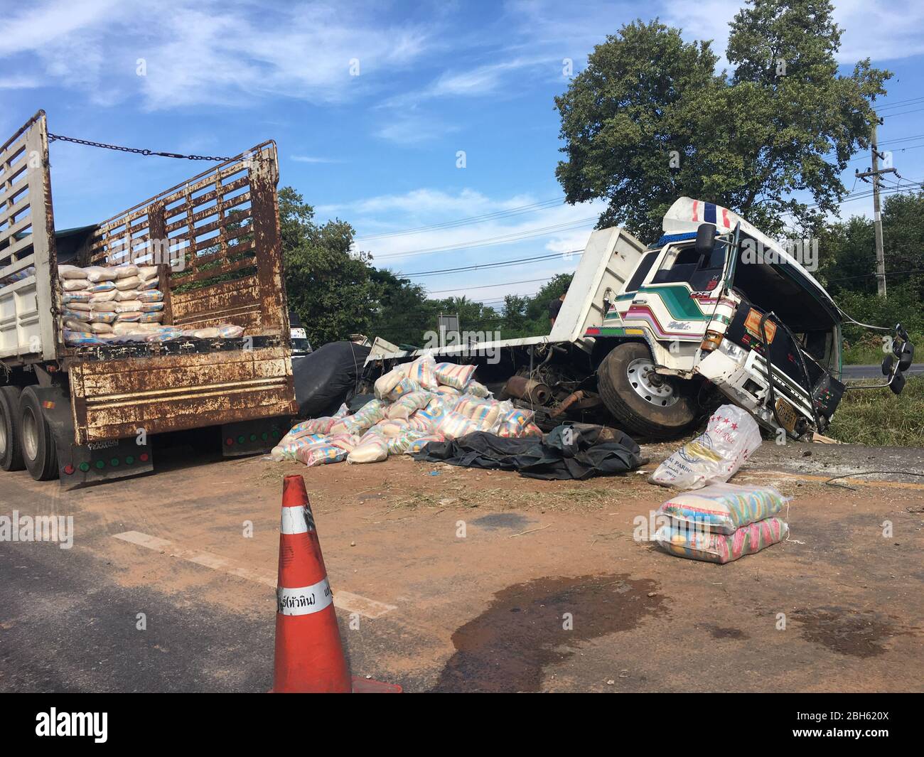 The Big truck accident on the road in Rural area of Thailand December1 ...