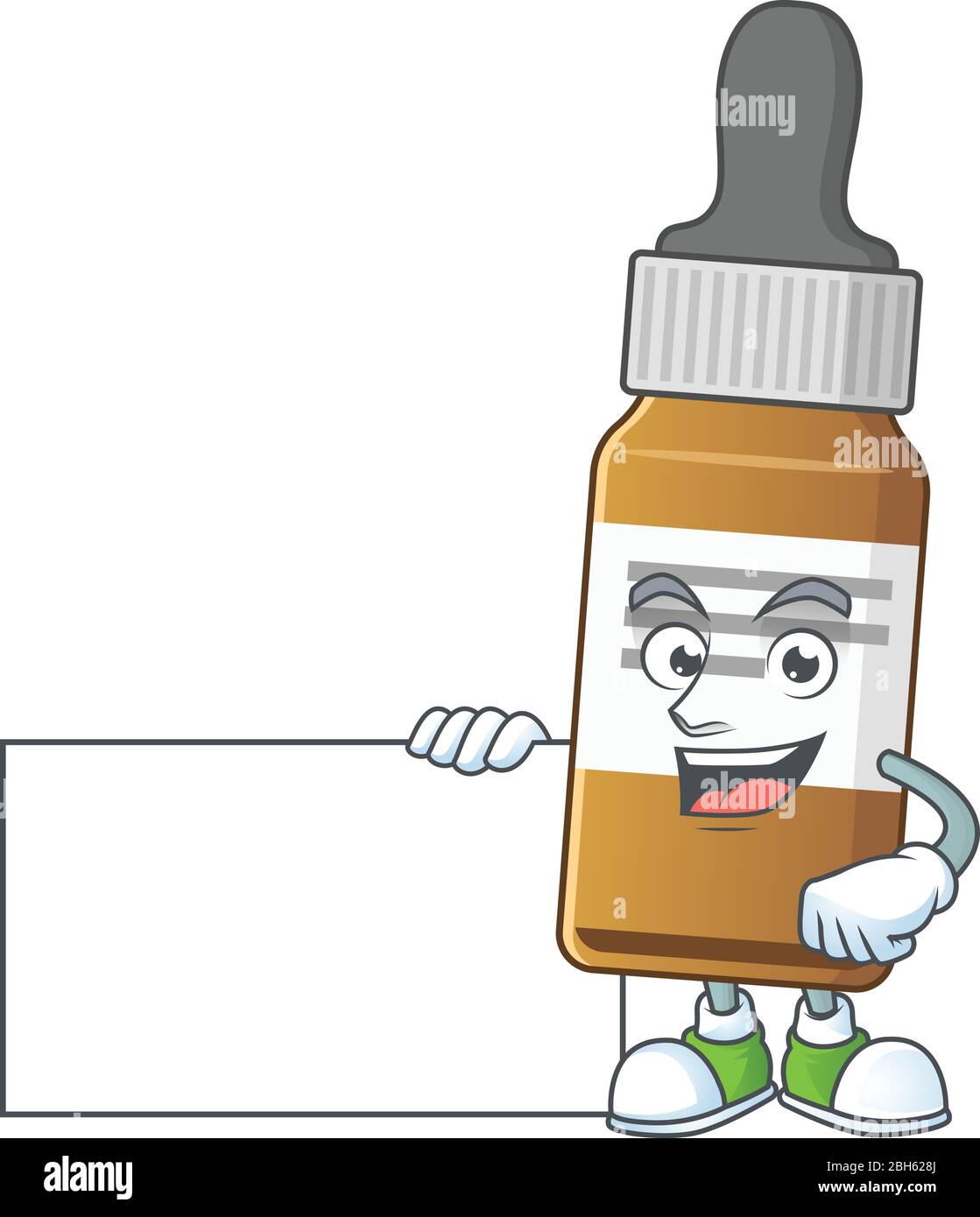 Liquid bottle cartoon character concept Thumbs up having a white board ...