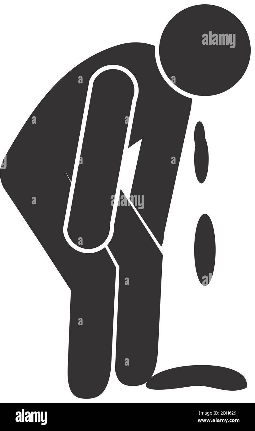 Covid 19 preventions concept, pictogram man vomiting over white ...