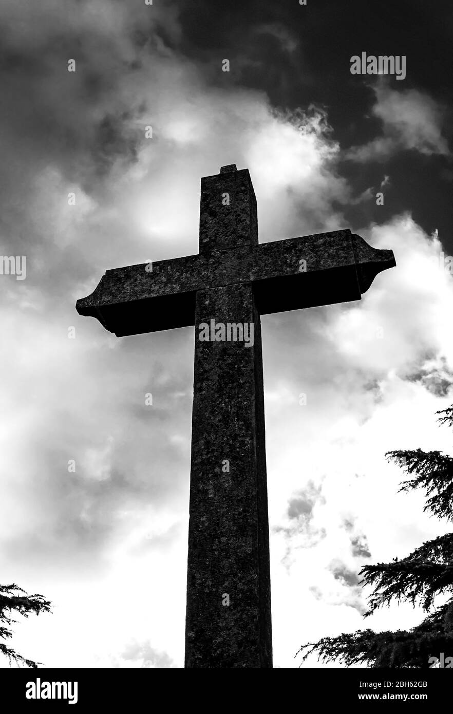 Big cross cemetery Black and White Stock Photos & Images - Alamy