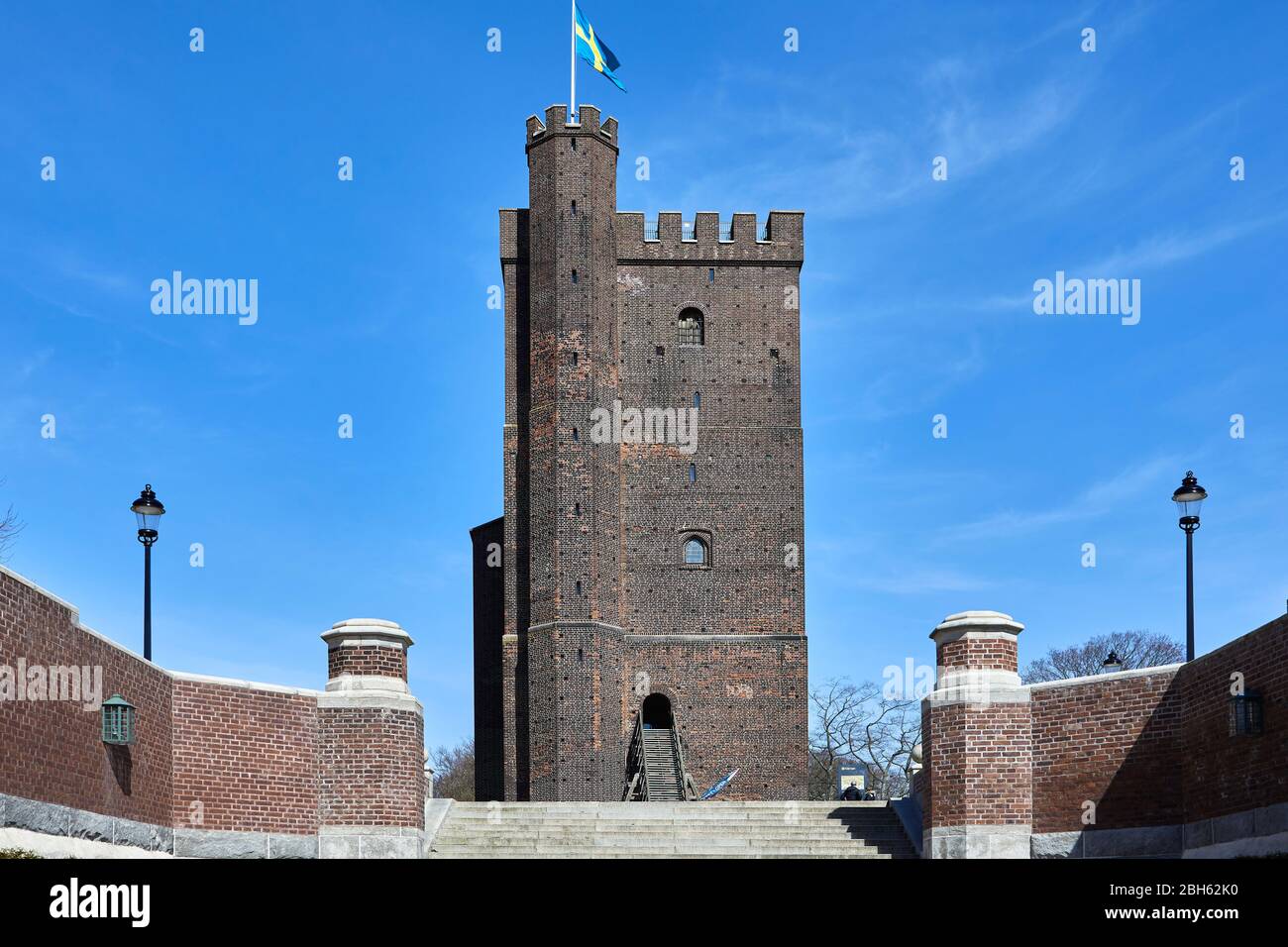 Medieval tower called Karnan (Kärnan) in Helsingborg, Sweden. This is ...