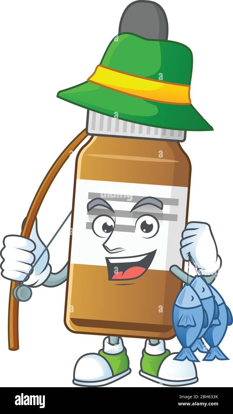 A Picture of liquid bottle fisher mascot design catch a fish Stock ...
