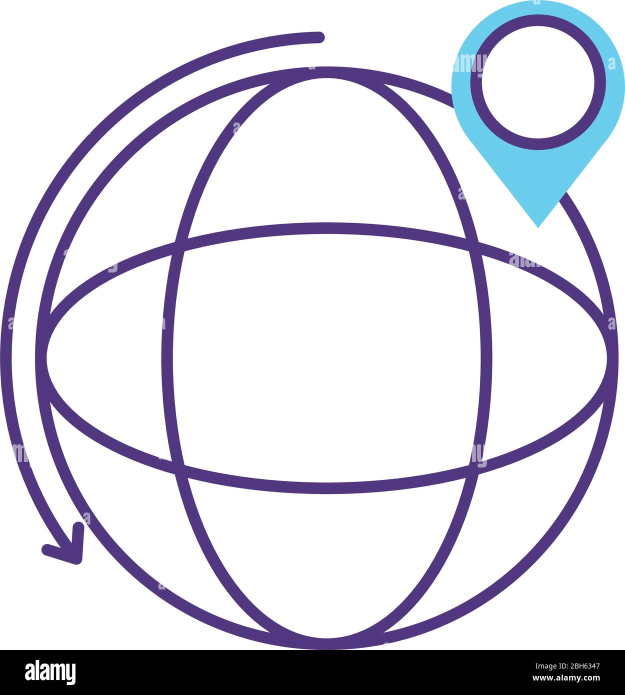 sphere earth planet with pin location line style Stock Vector Image ...