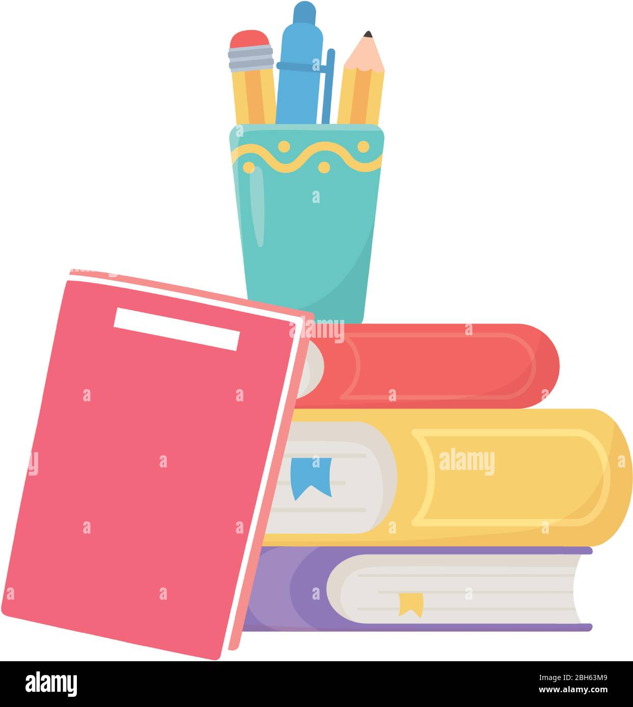 School books pencils mug design, Eduaction class lesson knowledge ...