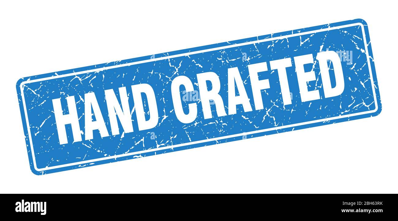 hand crafted stamp. hand crafted vintage blue label. Sign Stock Vector ...