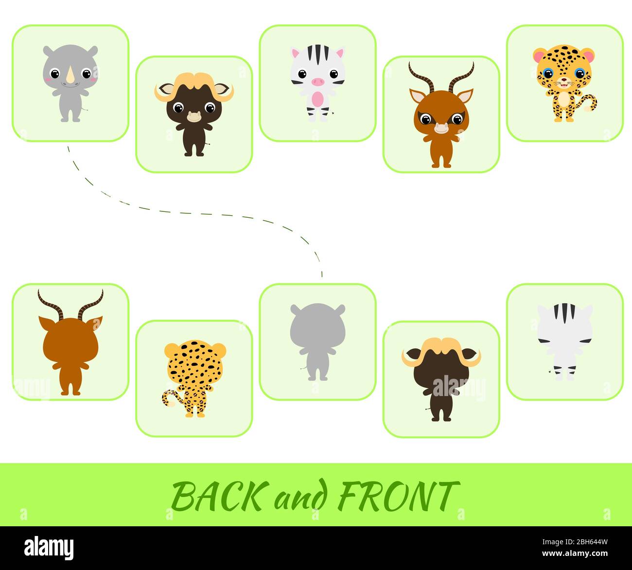 Matching educational game for children. Find the back and front cartoon ...