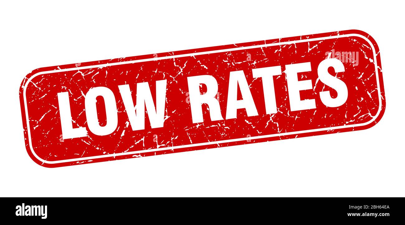 low rates stamp. low rates square grungy red sign Stock Vector Image ...