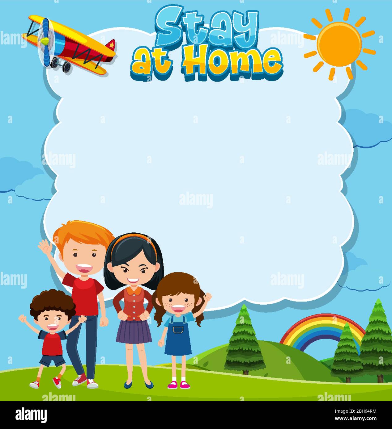 Border template wtih happy family in the park illustration Stock Vector ...