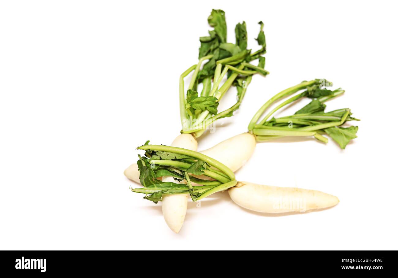 fresh white radish isolated on white backgrounds Stock Photo - Alamy