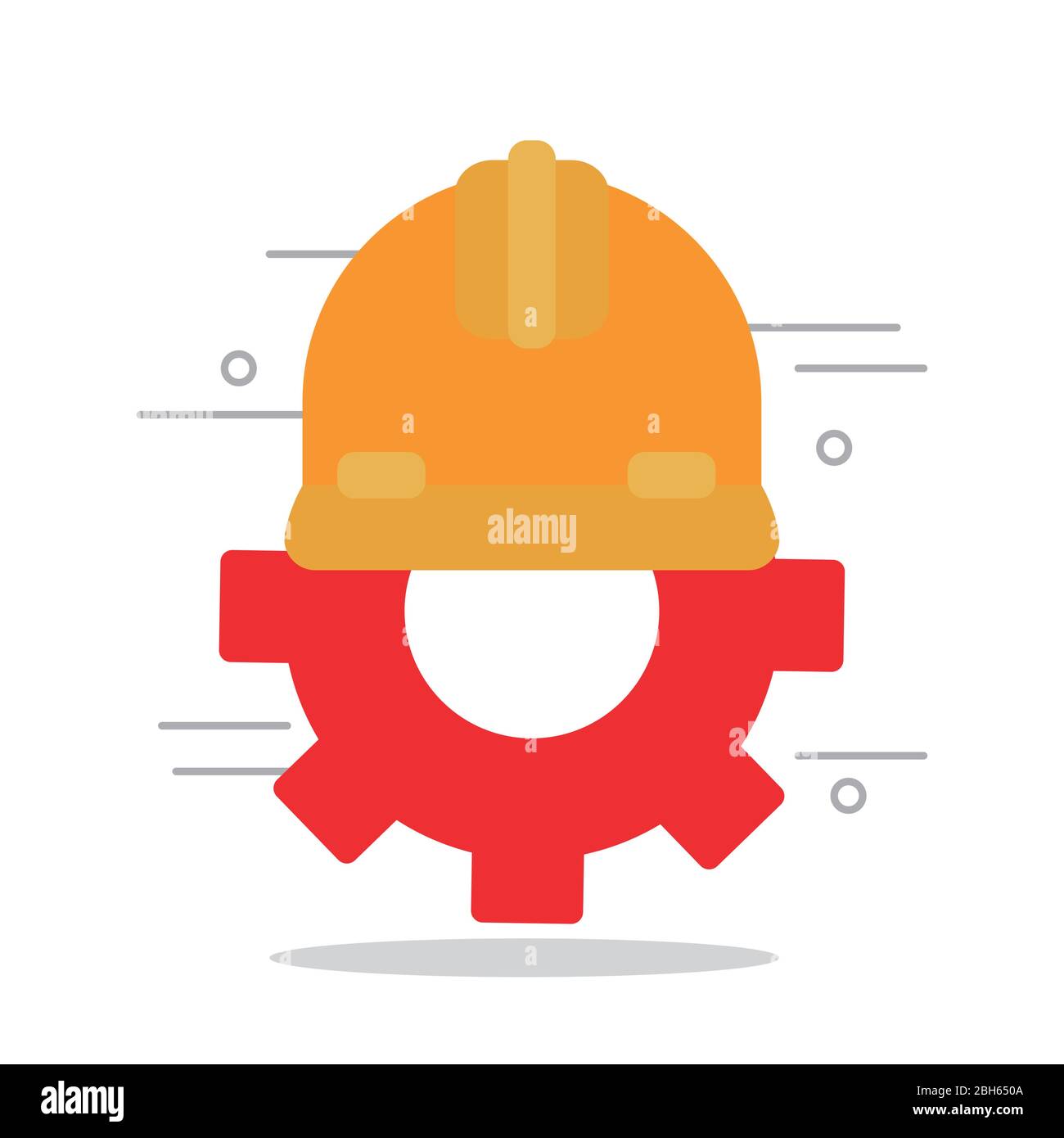 safety helmet and gear wheel over white background, colorful design ...