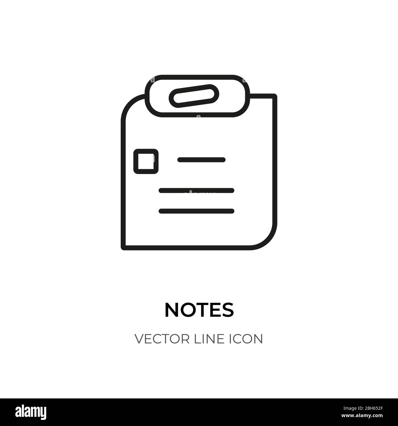 Black line sticky note icon. Contour tool reminder, schedule task ...