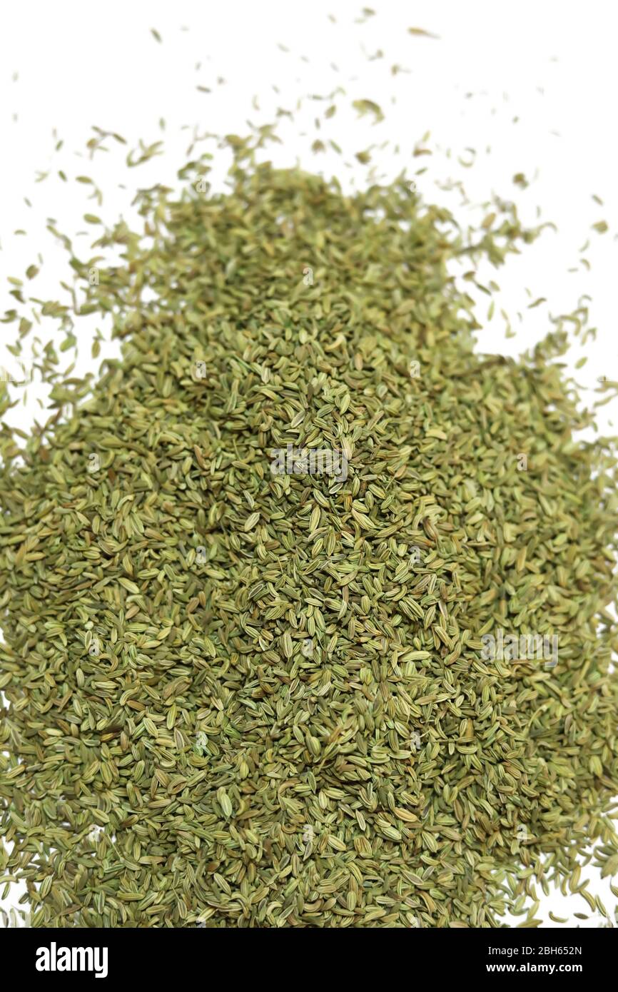 Green Pile of cumin seeds isolated on white backgrounds Stock Photo - Alamy