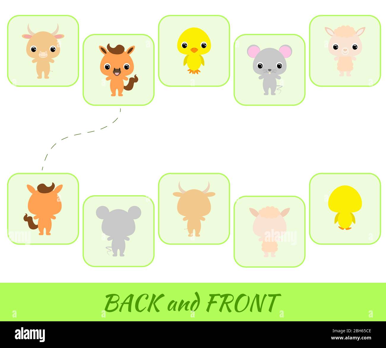 Matching educational game for children. Find the back and front cartoon ...