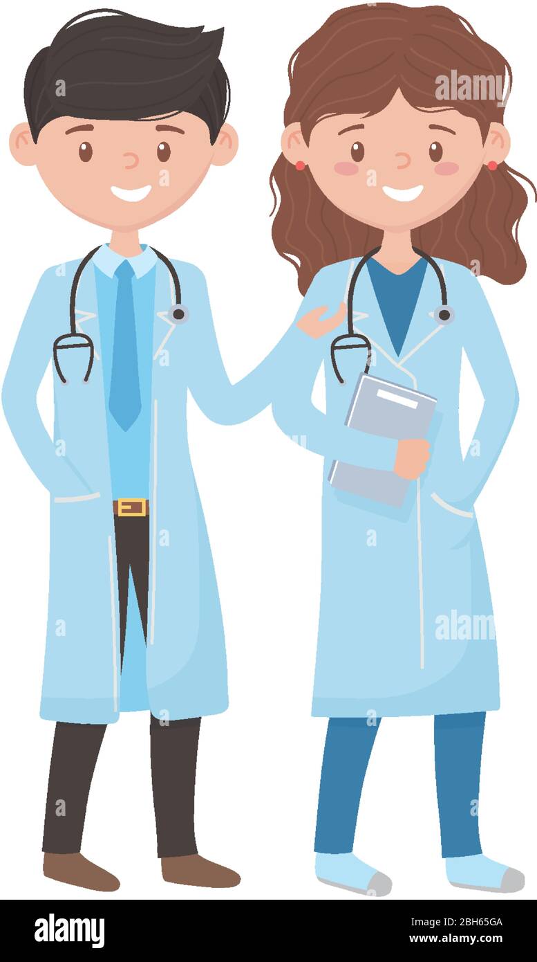 Woman and man doctor with document design of Medical care health ...