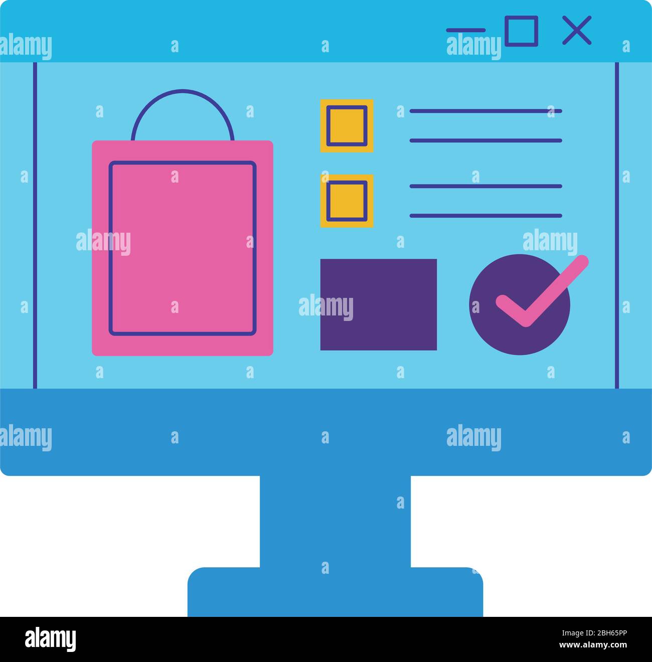desktop with shopping bag flat style icon Stock Vector Image & Art - Alamy