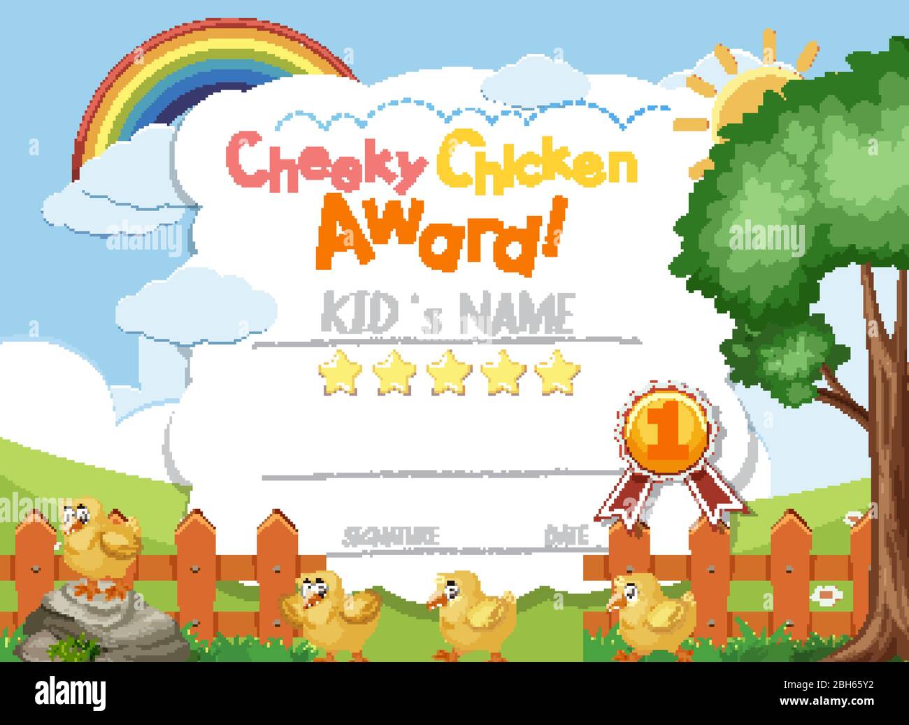 Certificate template design for cheeky chicken award with chicks in the ...
