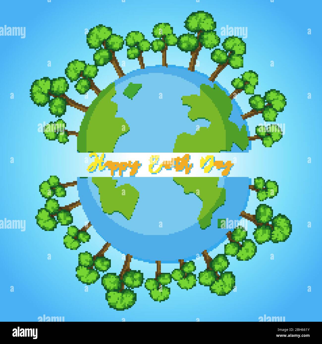 Poster design for happy earth day with green forest on earth ...