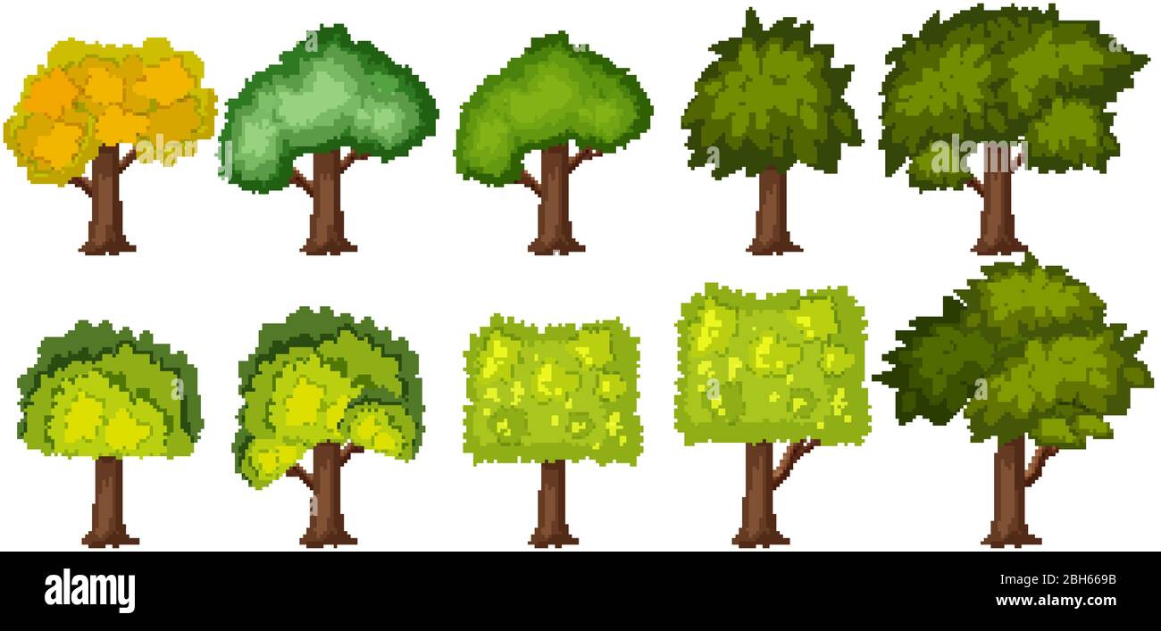 Big green trees on white background illustration Stock Vector Image ...