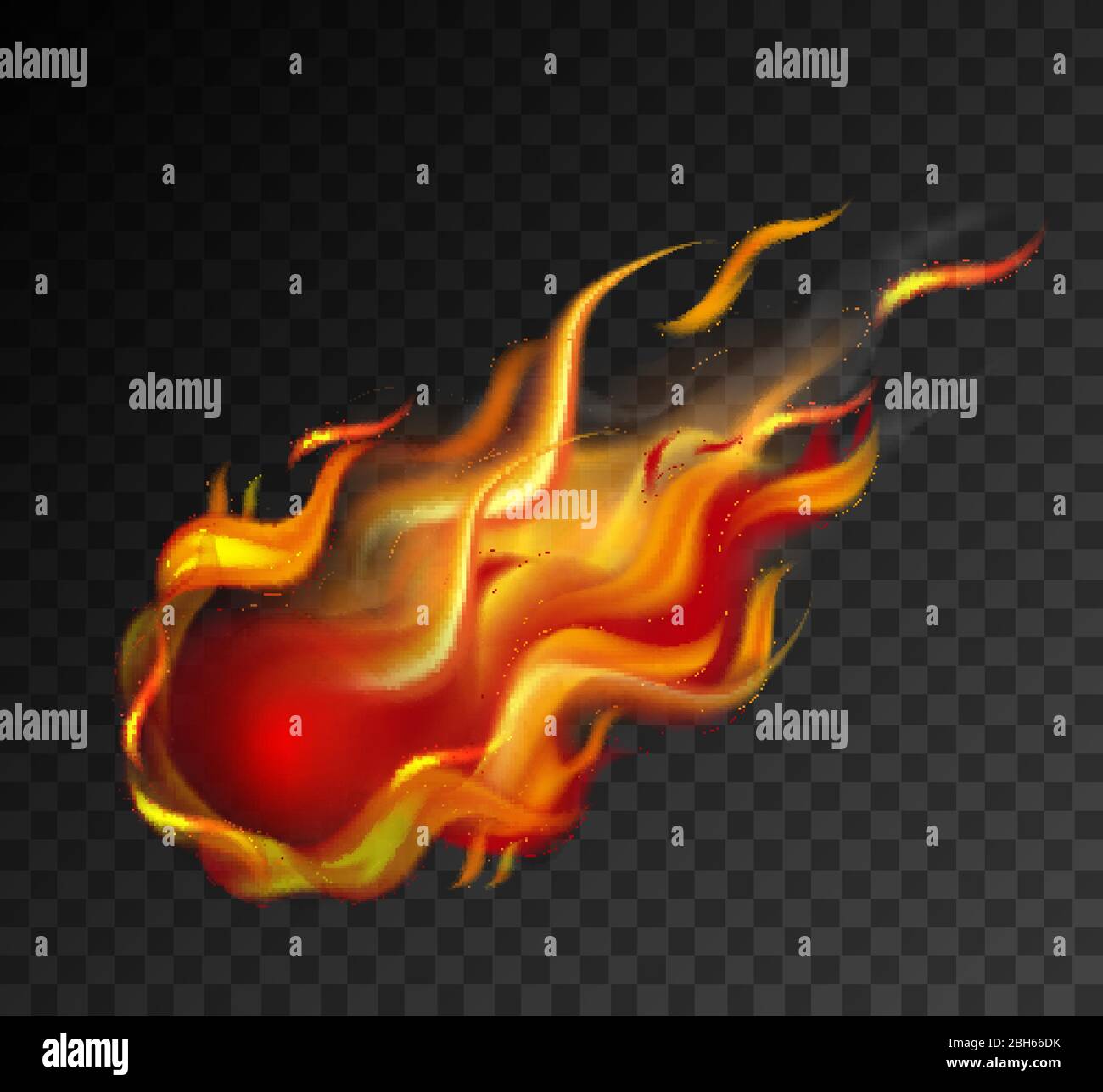 Red ball with big flame on black background illustration Stock Vector ...