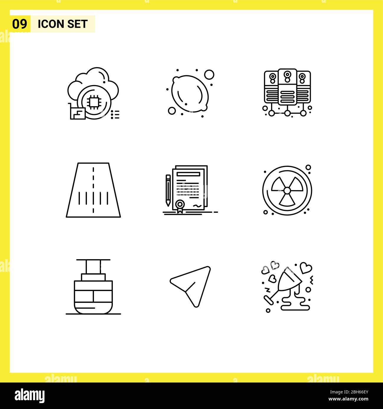 9 Thematic Vector Outlines And Editable Symbols Of Document Contract Server Hosting