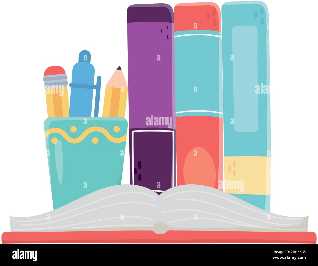 School books pencils mug design, Eduaction class lesson knowledge ...