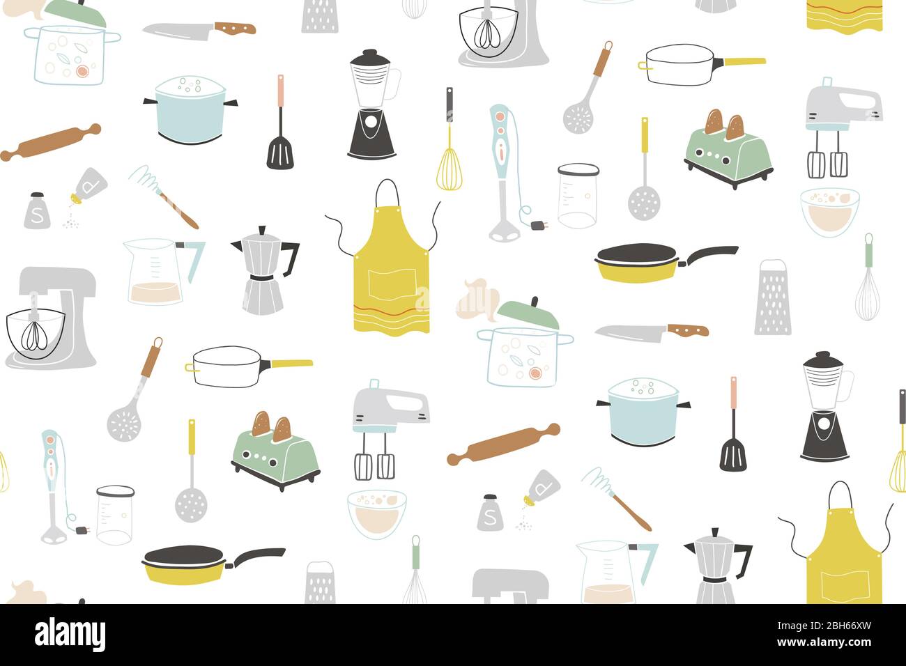 Seamless doodle coffee pattern Cut Out Stock Images & Pictures - Alamy