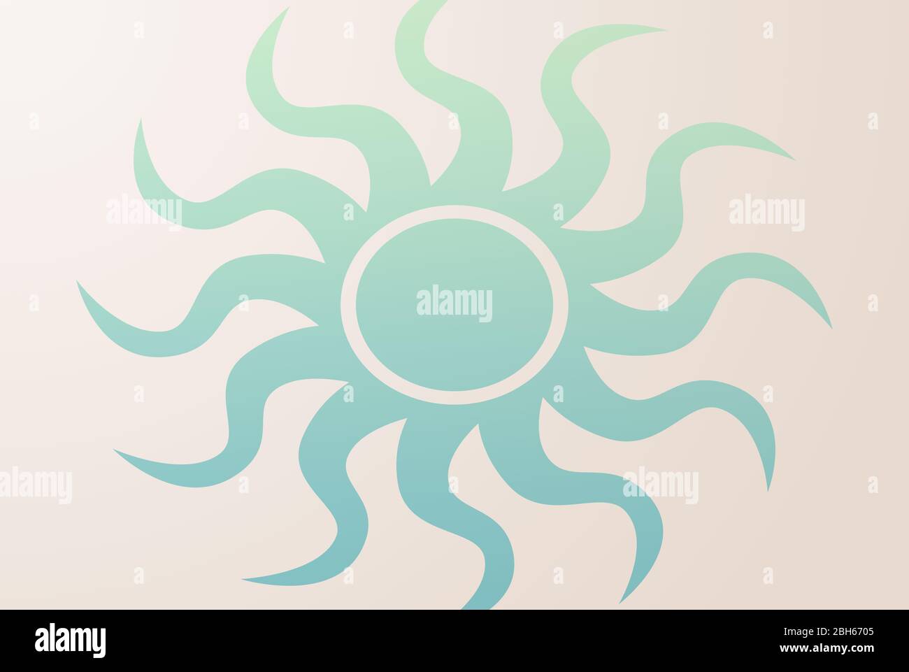 Abstract Big Mint Green Sun Design On White Gradient Background. For ...