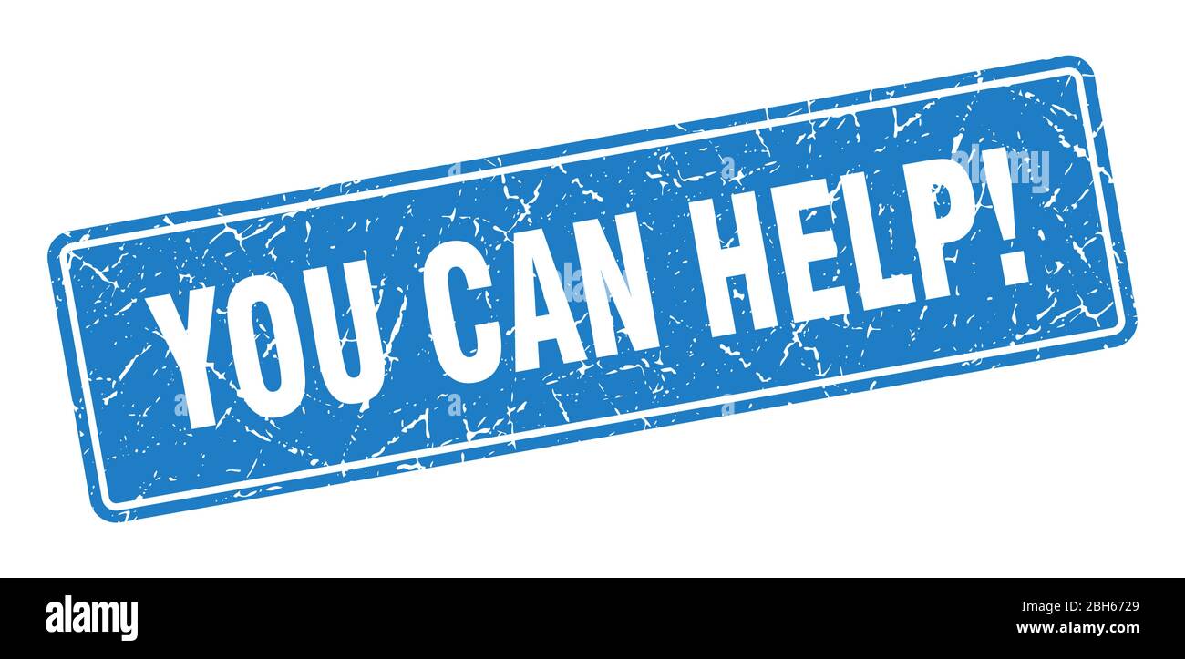 you can help stamp. you can help vintage blue label. Sign Stock Vector ...