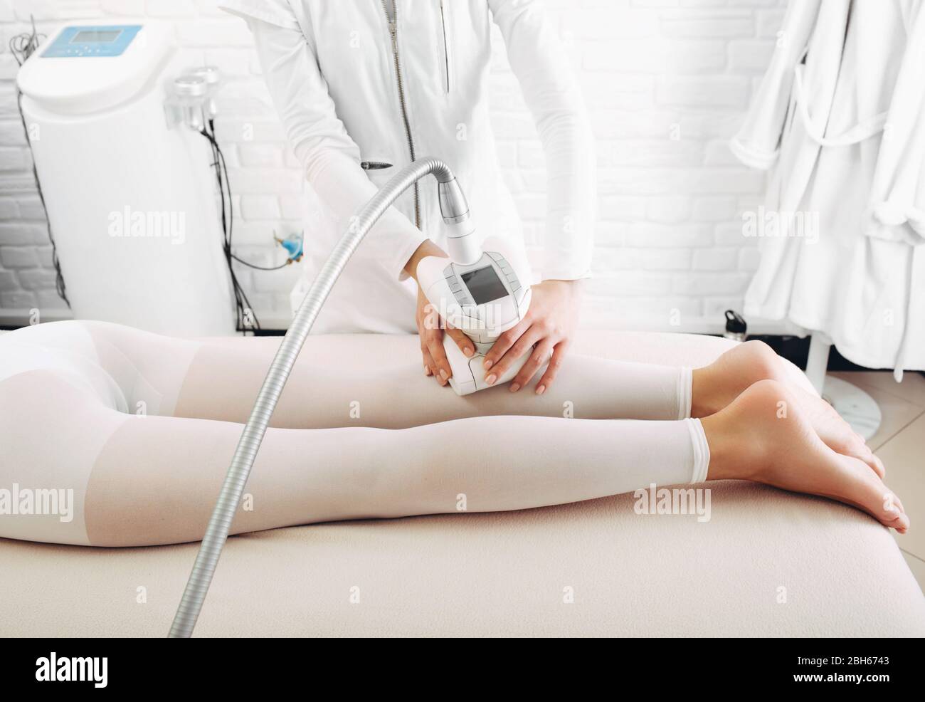 Beautiful woman should have slim legs. After lpg massage on her legs ...