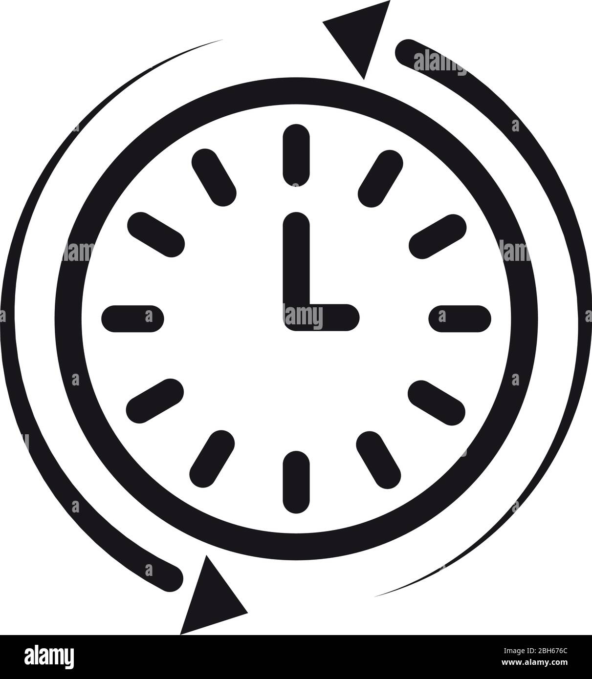 clock and sync arrows around over white background, line style, vector ...