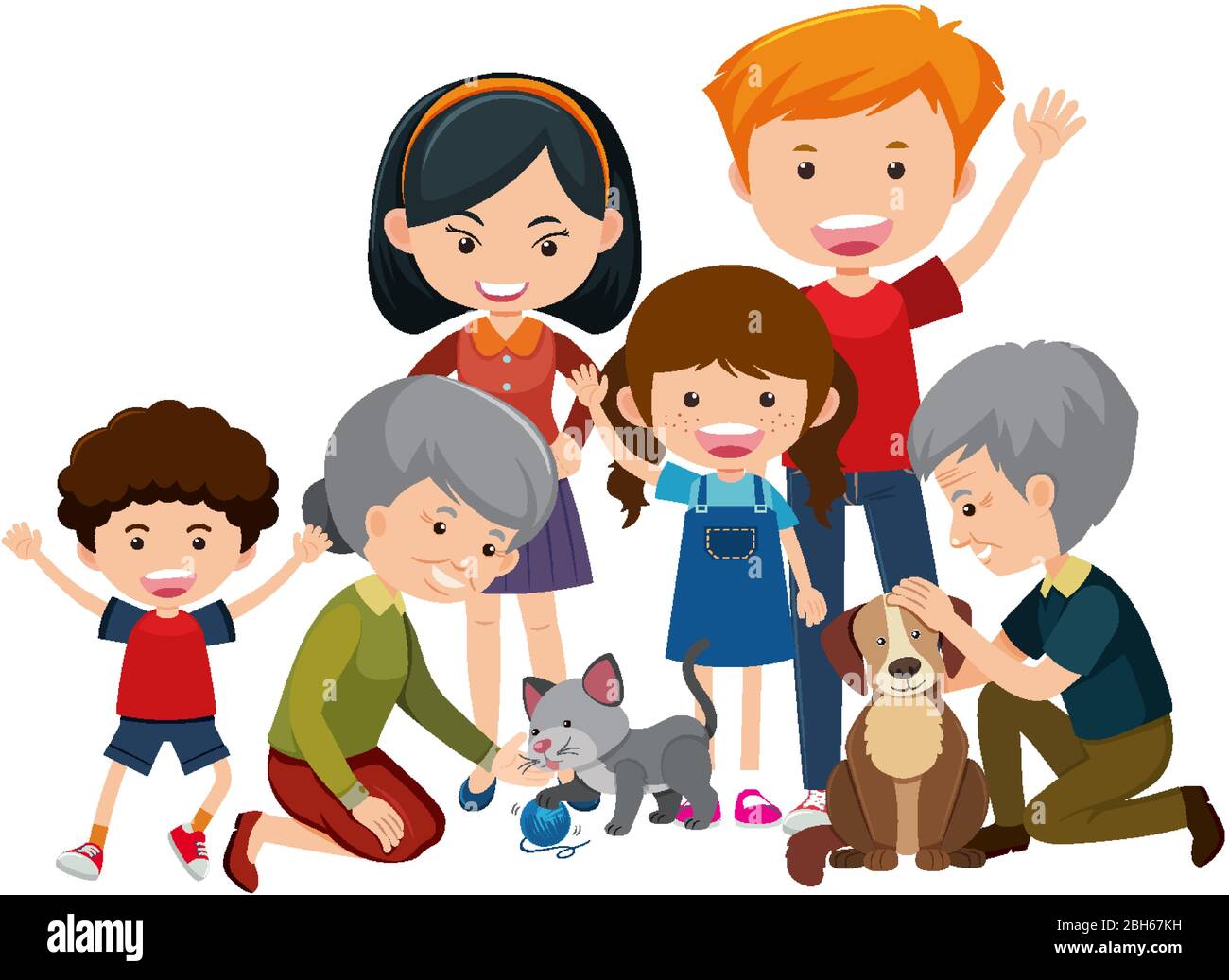 Happy family with parents and children illustration Stock Vector Image ...