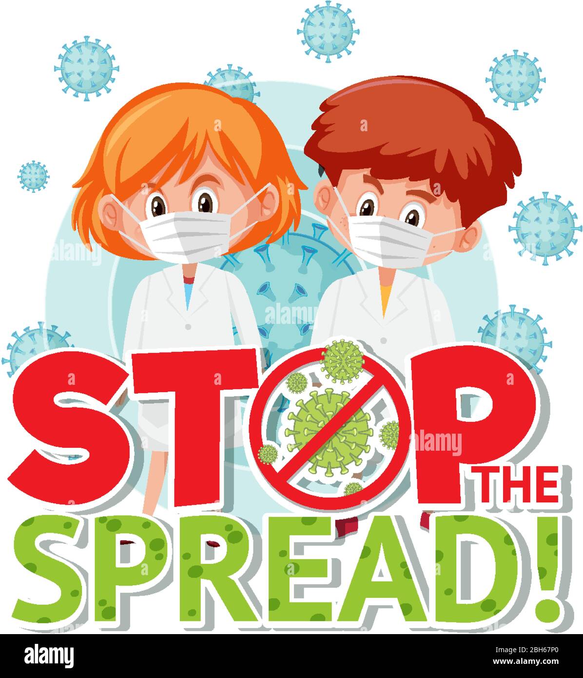 Coronavirus poster design with word stop the spread illustration Stock ...