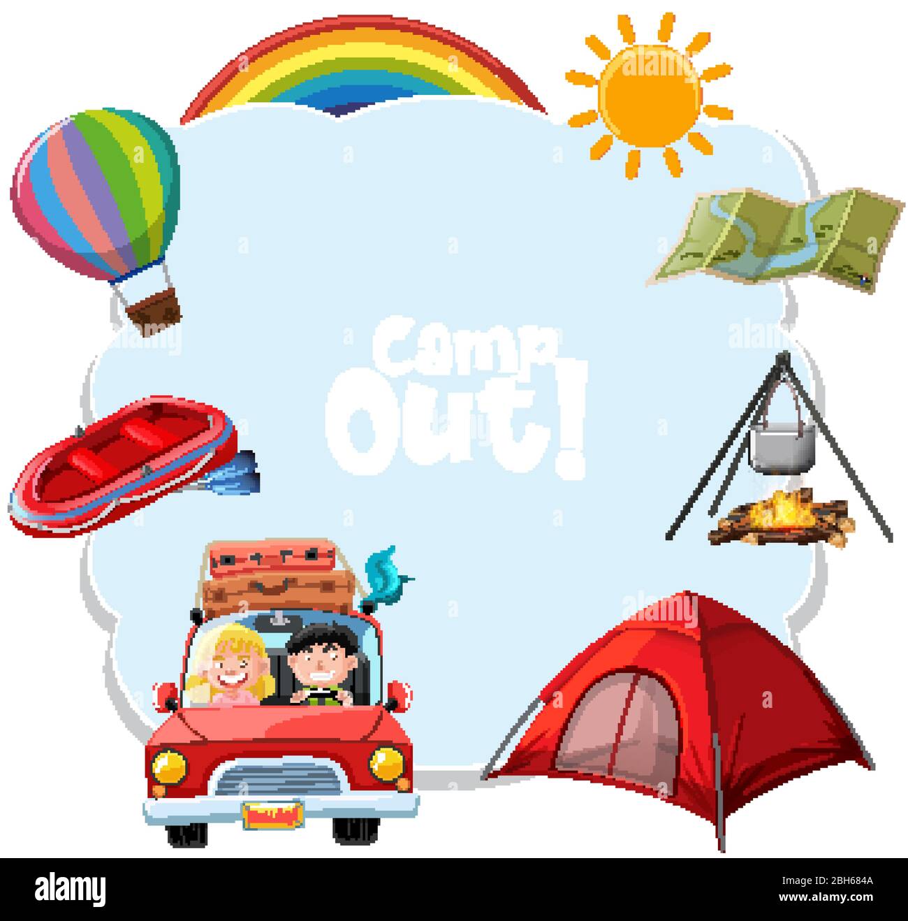 Background template with camping theme illustration Stock Vector Image ...