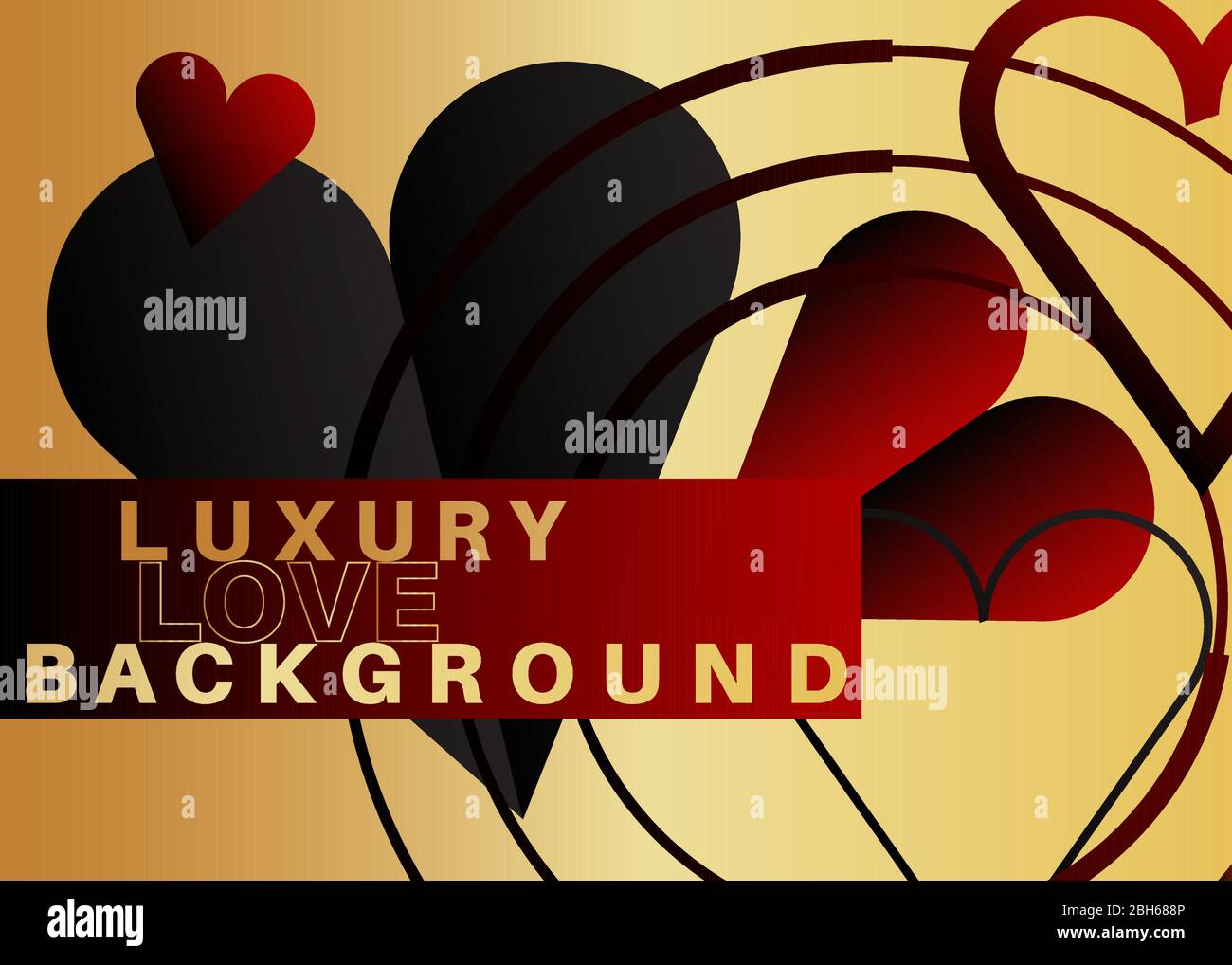 Minimalist premium love background. Vector luxury red, black and golden gradient geometric ...