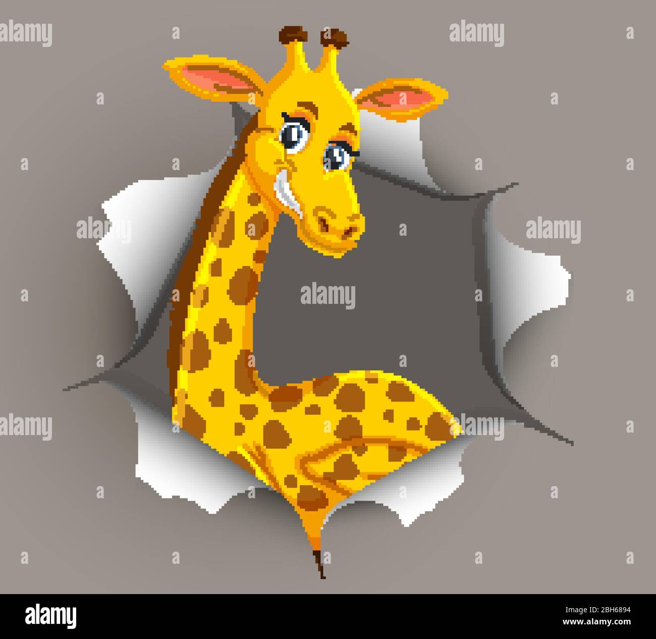 Cute giraffe coming out of cracked wall illustration Stock Vector Image ...