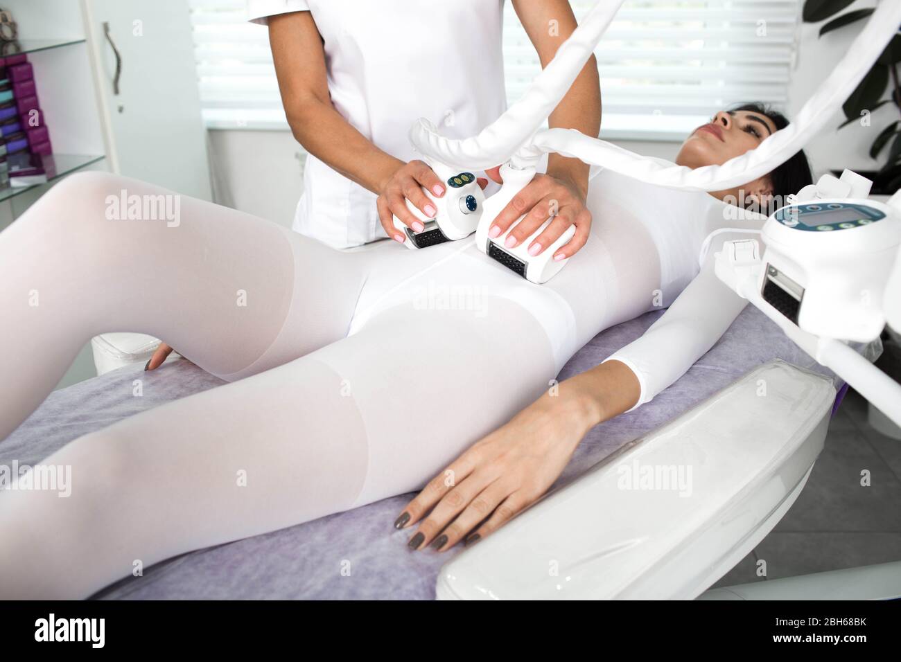 Anti Cellulite Massage On Female Belly Close Up Special Technique Lpg