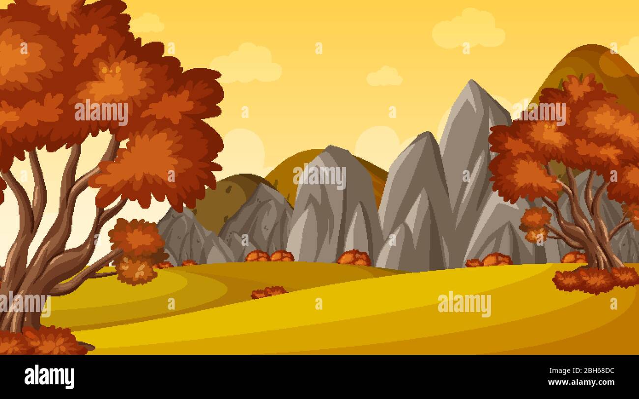 Trees on mountain morning Stock Vector Images - Alamy