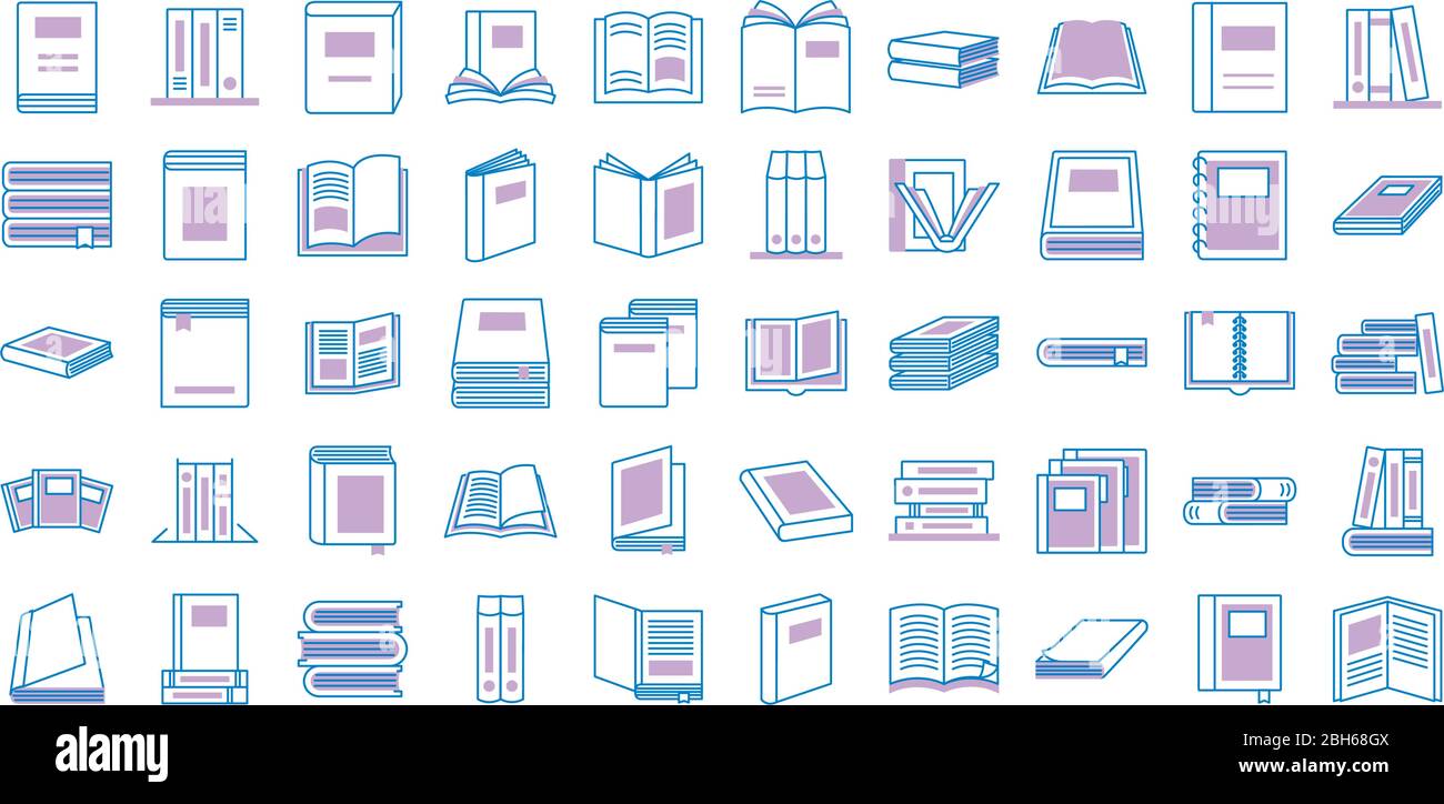 bundle of text books line style icons Stock Vector Image & Art - Alamy