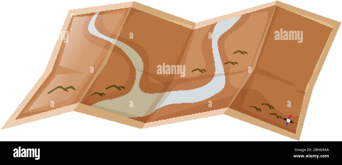 Map with land and river on white background illustration Stock Vector ...