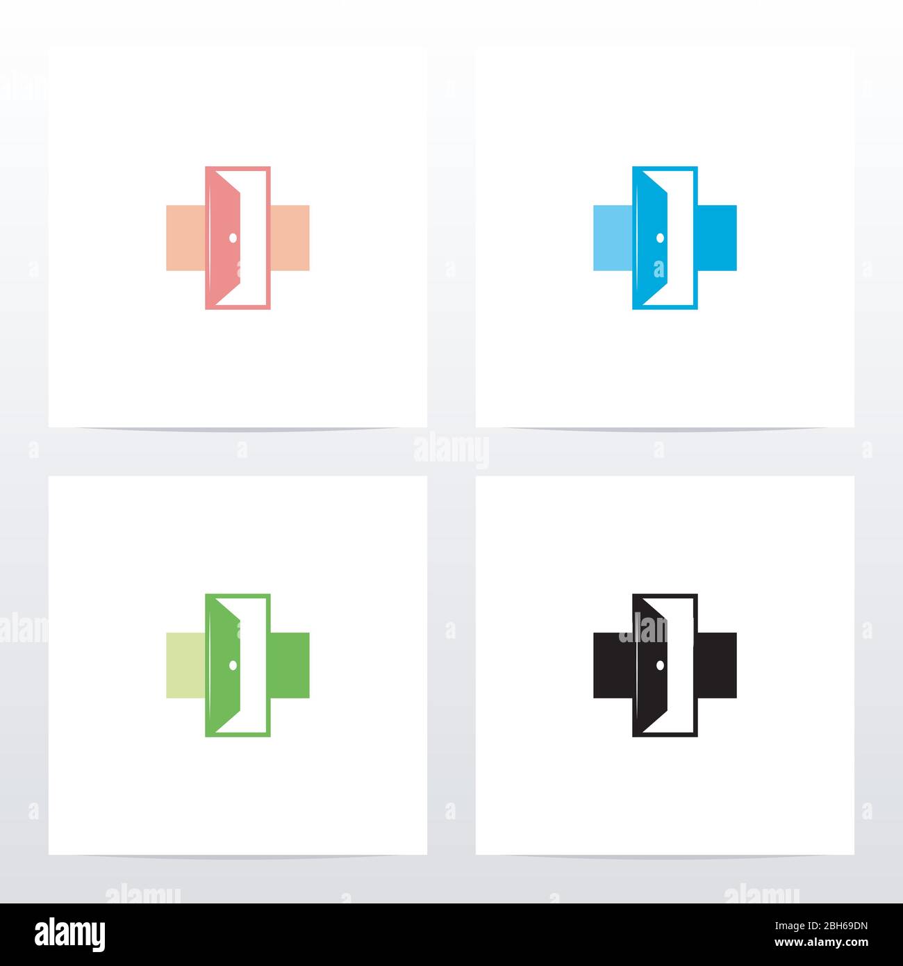 Cross With Opened Door In The Middle Logo Stock Vector Image & Art - Alamy