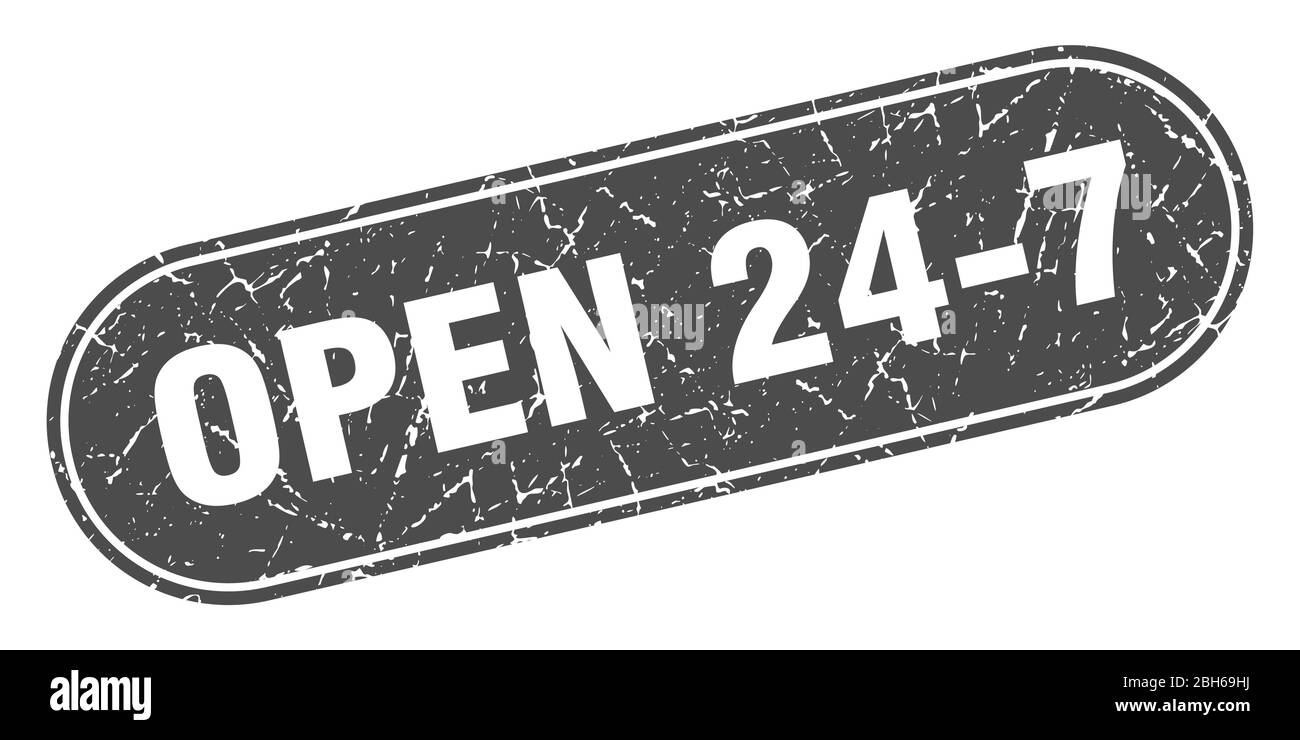 open 24 7 sign. open 24 7 grunge black stamp. Label Stock Vector Image ...