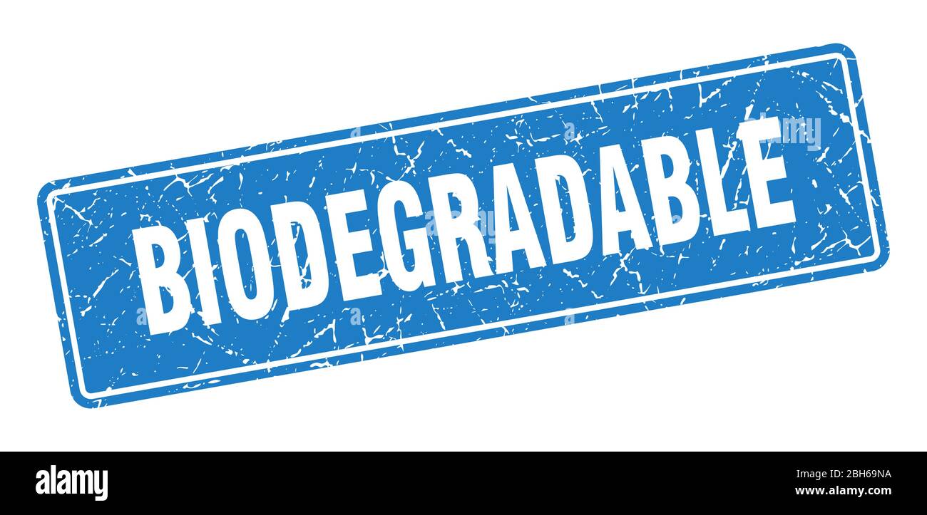 biodegradable stamp. biodegradable vintage blue label. Sign Stock ...