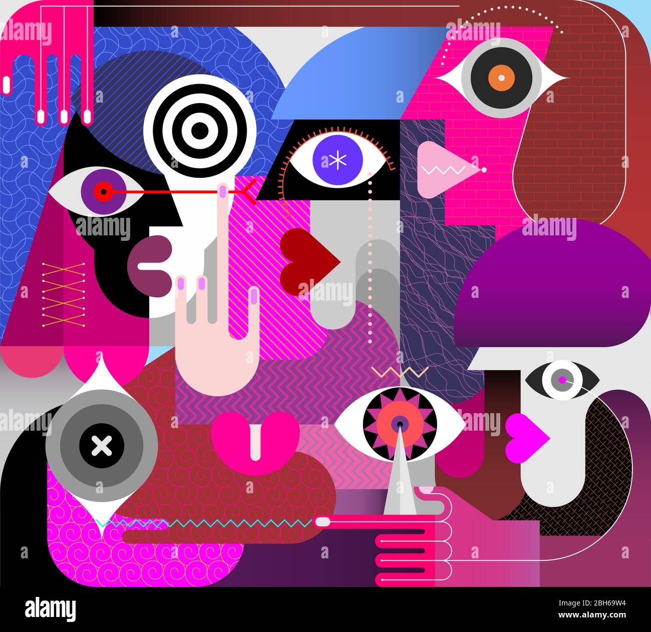 Large Group Of People Modern Abstract Art Vector Illustration Stock large-group-of-people-modern-abstract-art-vector-illustration-stock