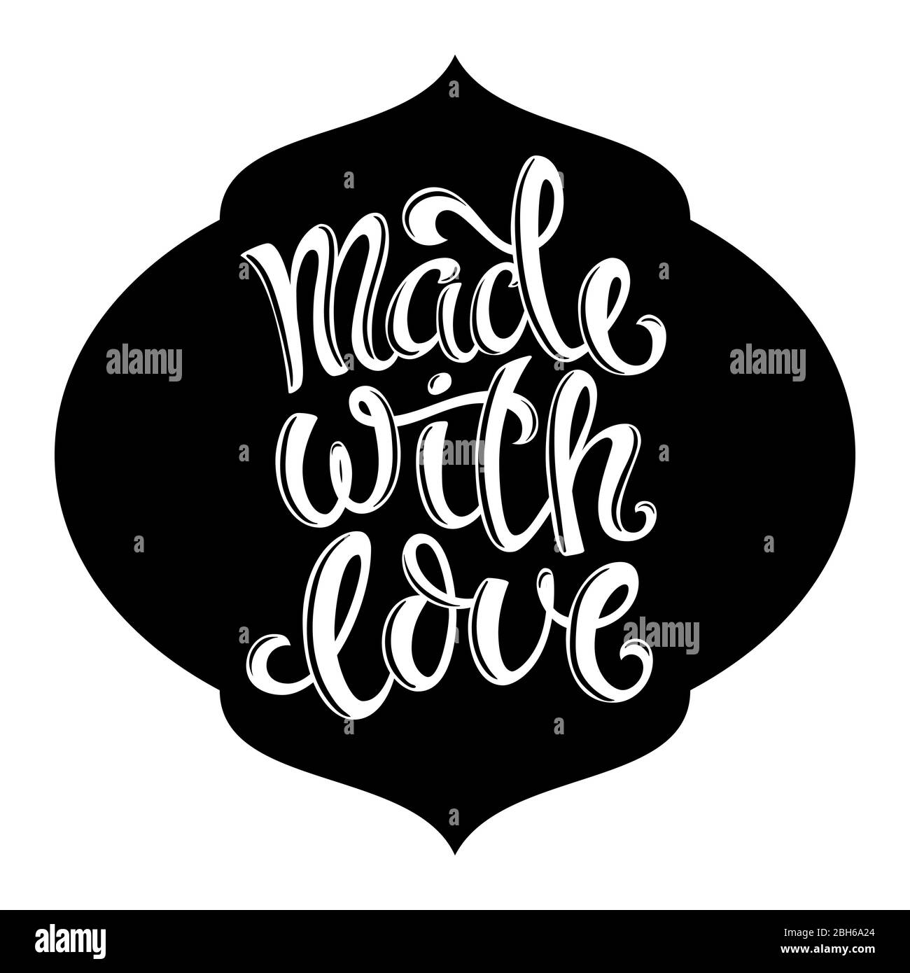 Made with love poster with hand-drawn lettering, vector illustration ...