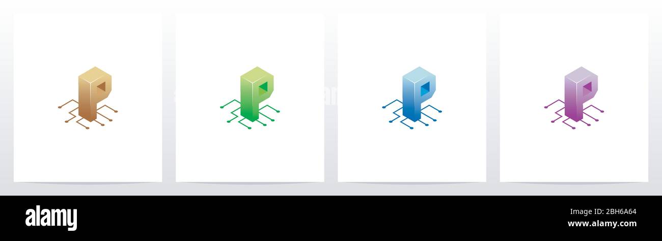 Digital Circuit Nodes Letter Logo Design P Stock Vector Image & Art - Alamy