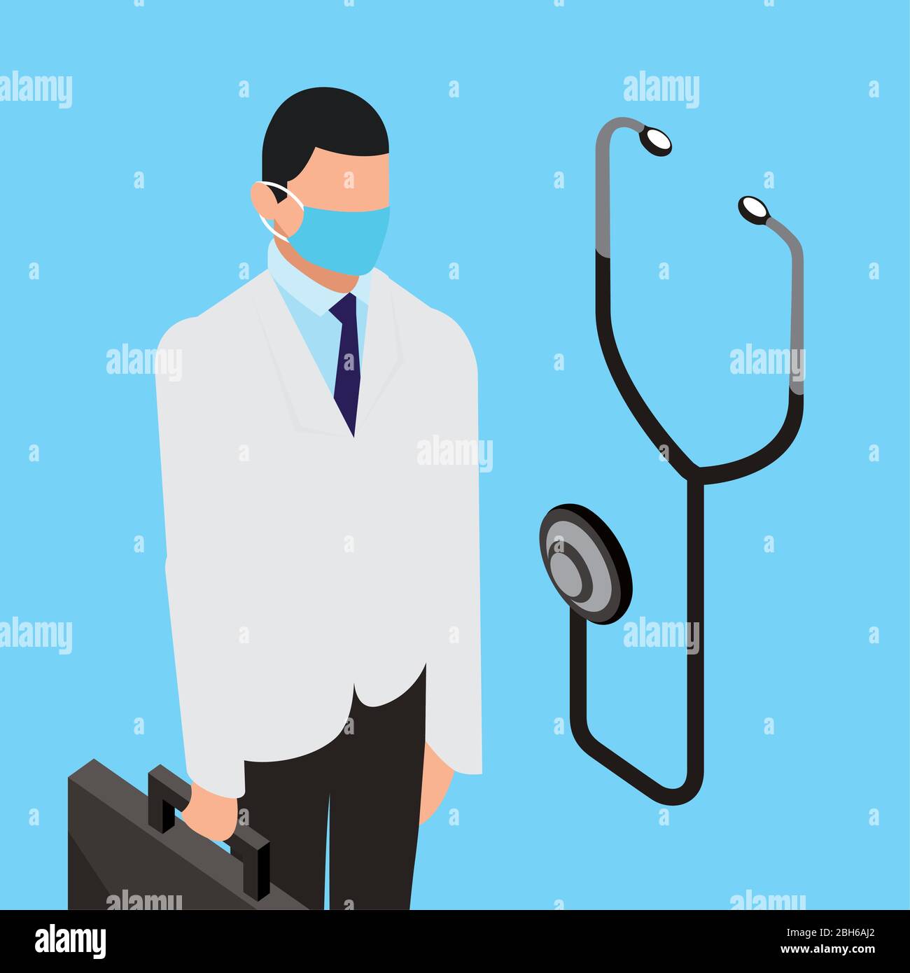 professional doctor using face mask with stethoscope Stock Vector Image ...