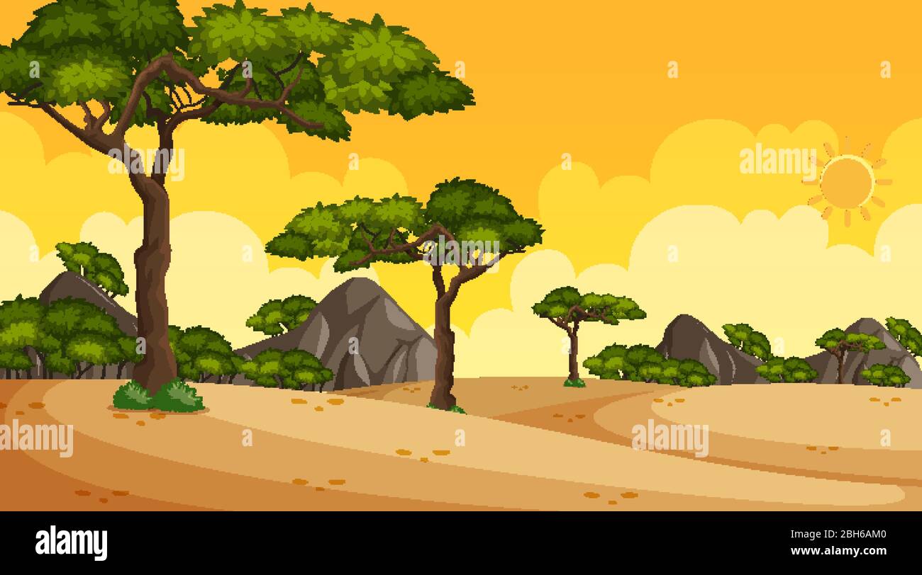 Background scene with many trees in the park illustration Stock Vector ...