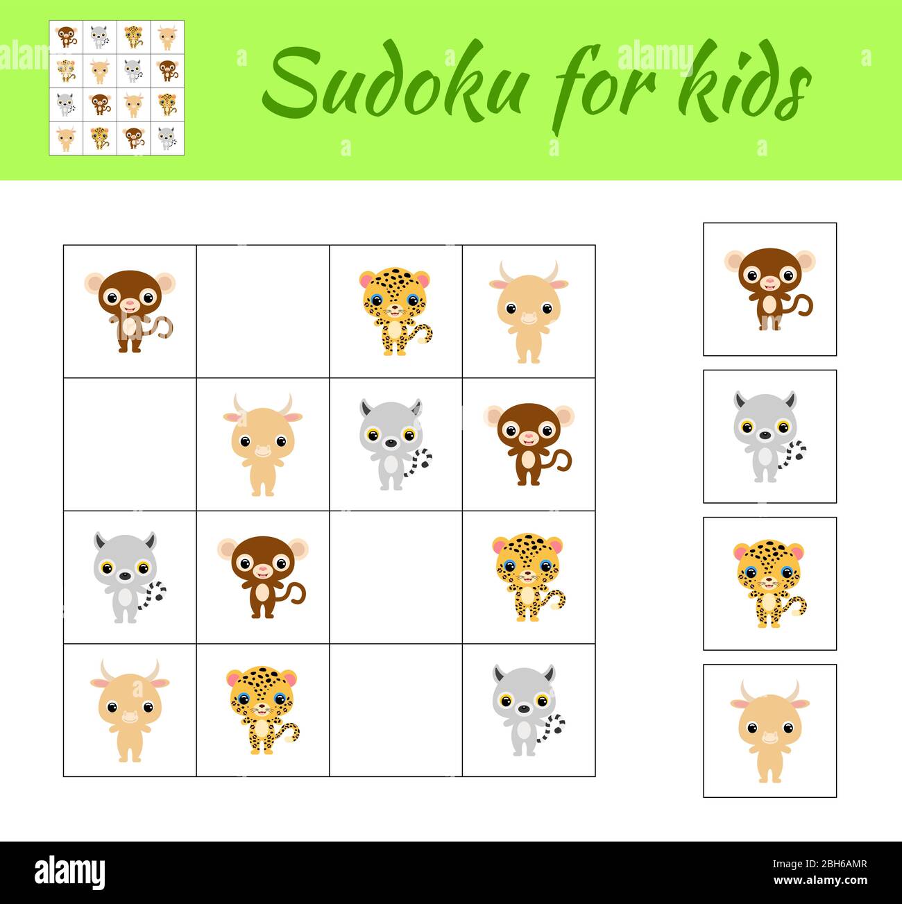 Sudoku game for children with pictures. Kids activity sheet ...