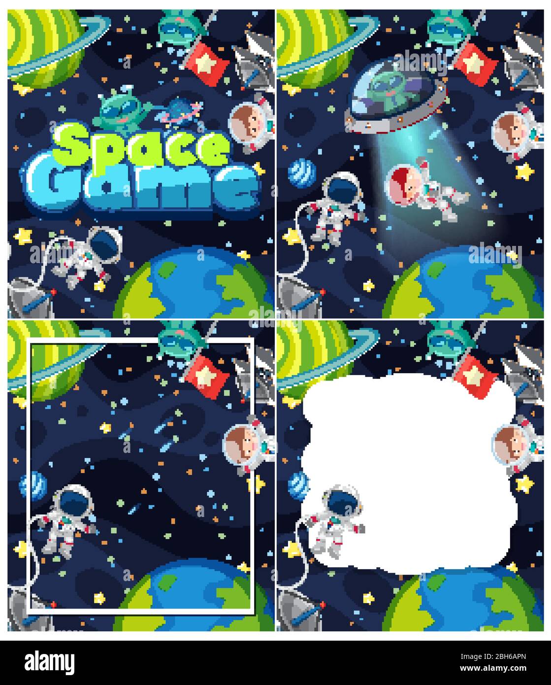 Four background scenes with space theme illustration Stock Vector Image ...